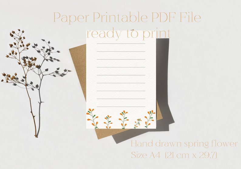 Hand Drawn Spring Flower Paper Printable Instant Download - Etsy