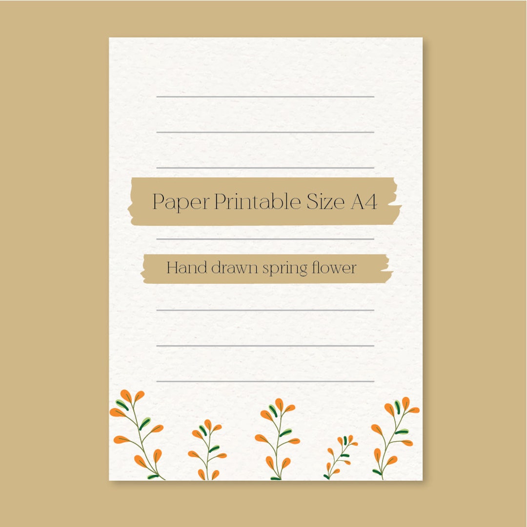Hand Drawn Spring Flower Paper Printable - Instant Download PDF, A4 ...