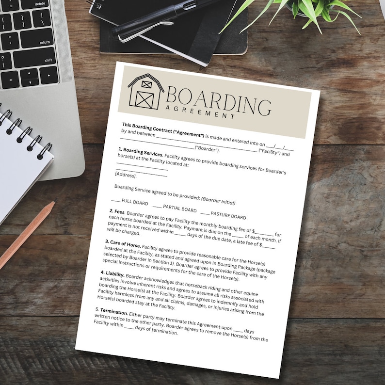 Horse Boarding Agreement - Equine Facility - Etsy