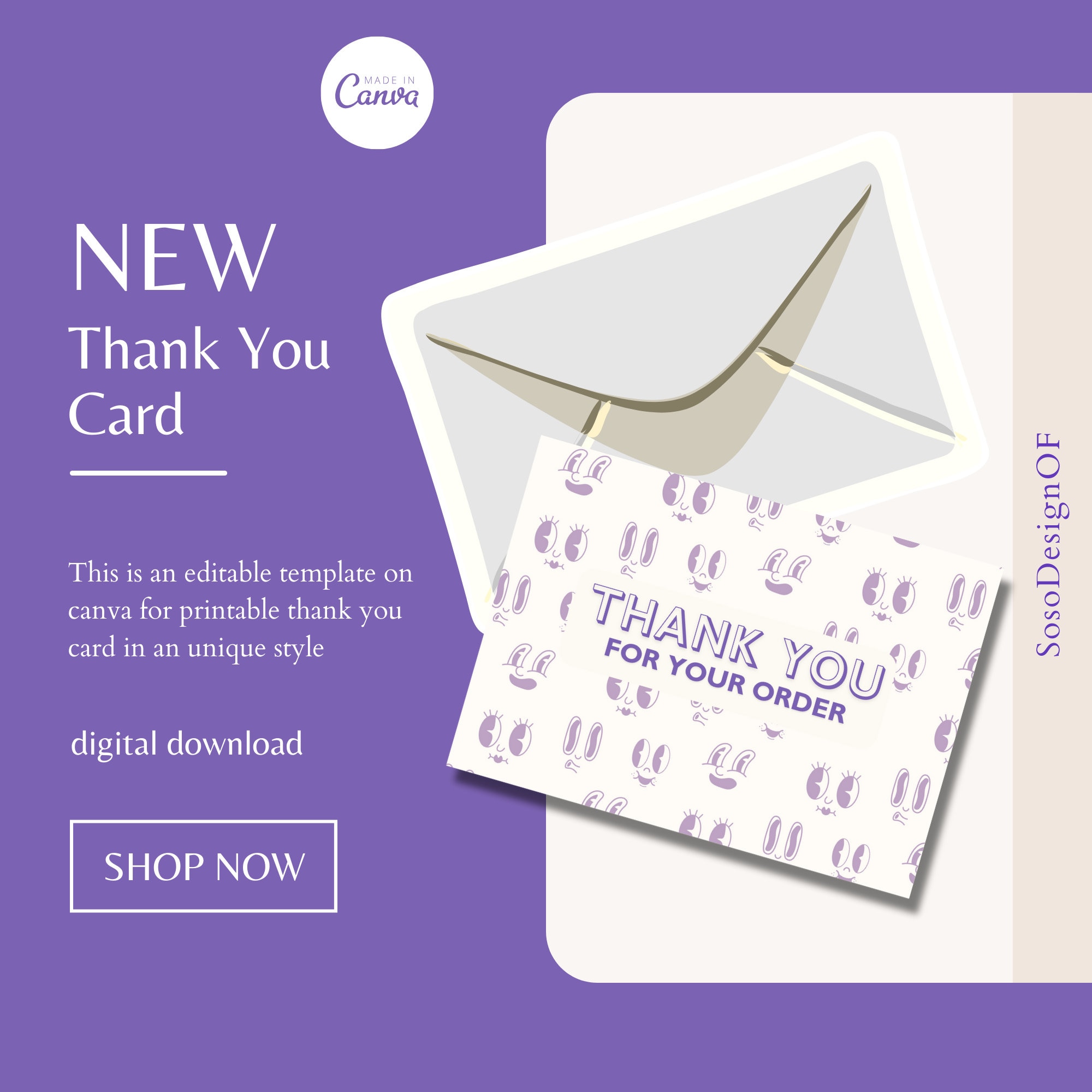 EDITABLE Thank You Card Template - Etsy