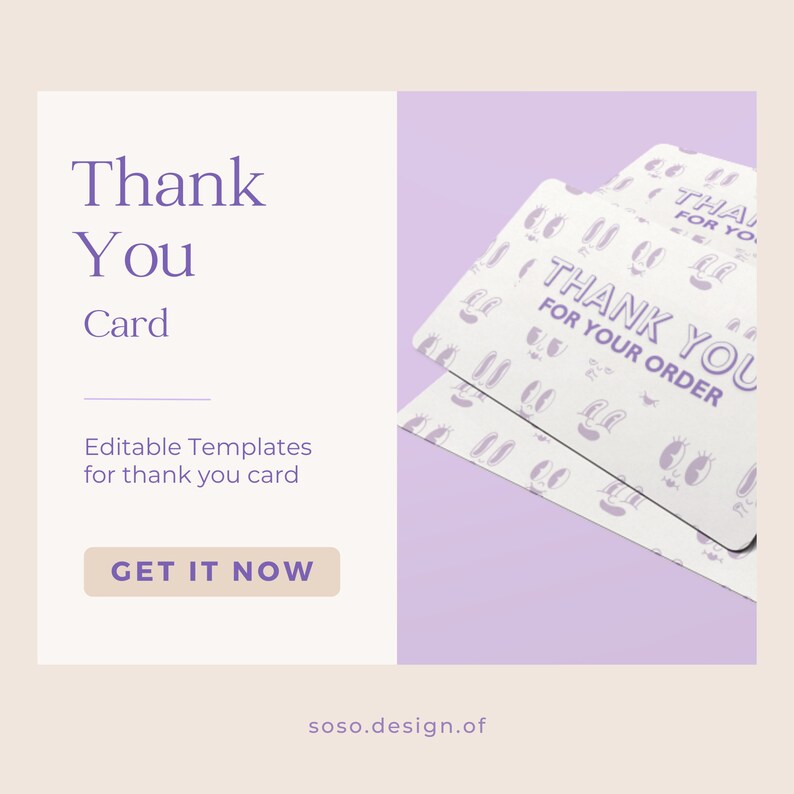 EDITABLE Thank You Card Template - Etsy