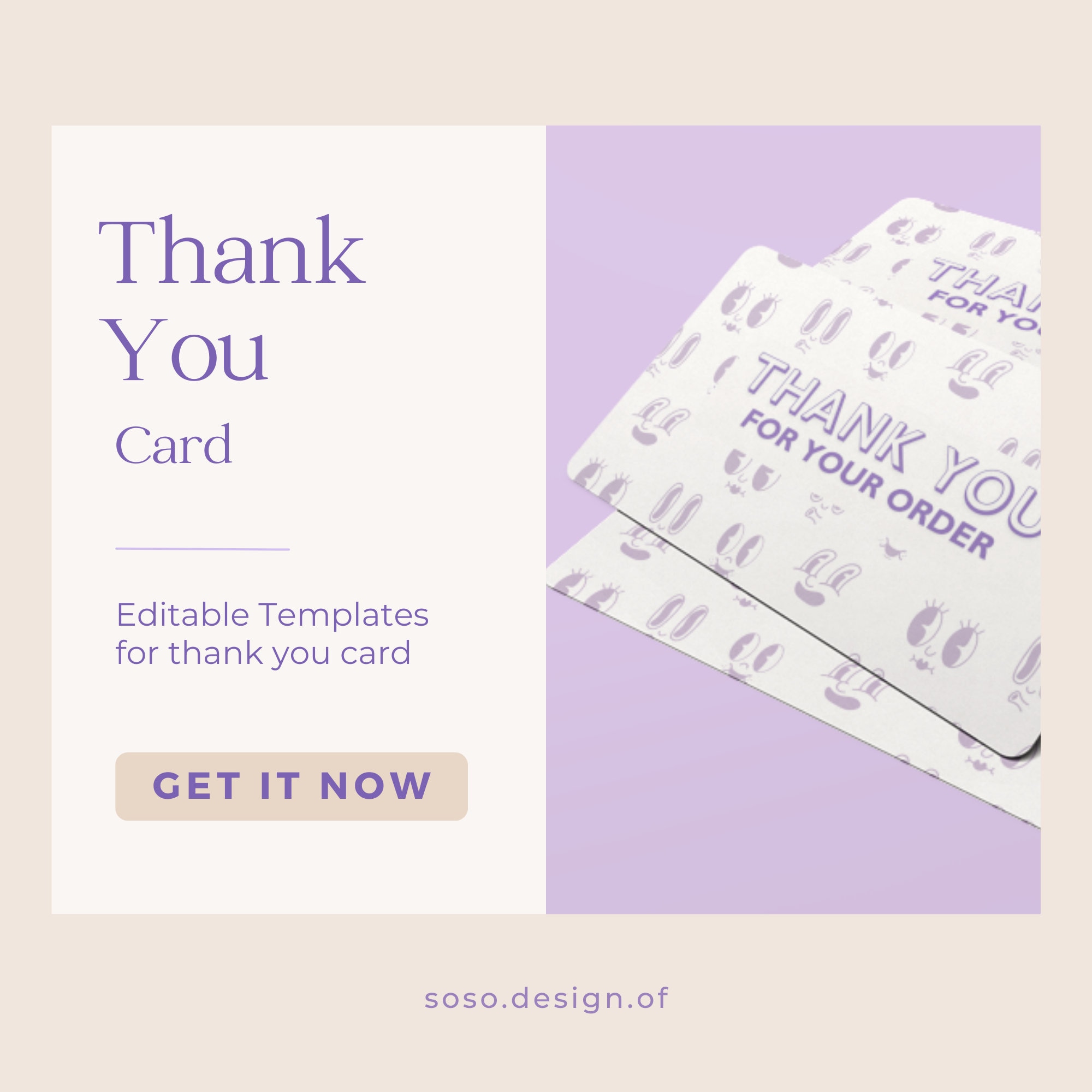 EDITABLE Thank You Card Template - Etsy