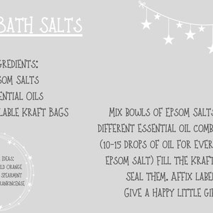 DIY Holiday Bath Salts Labels & Recipe Card PDF Download - Etsy