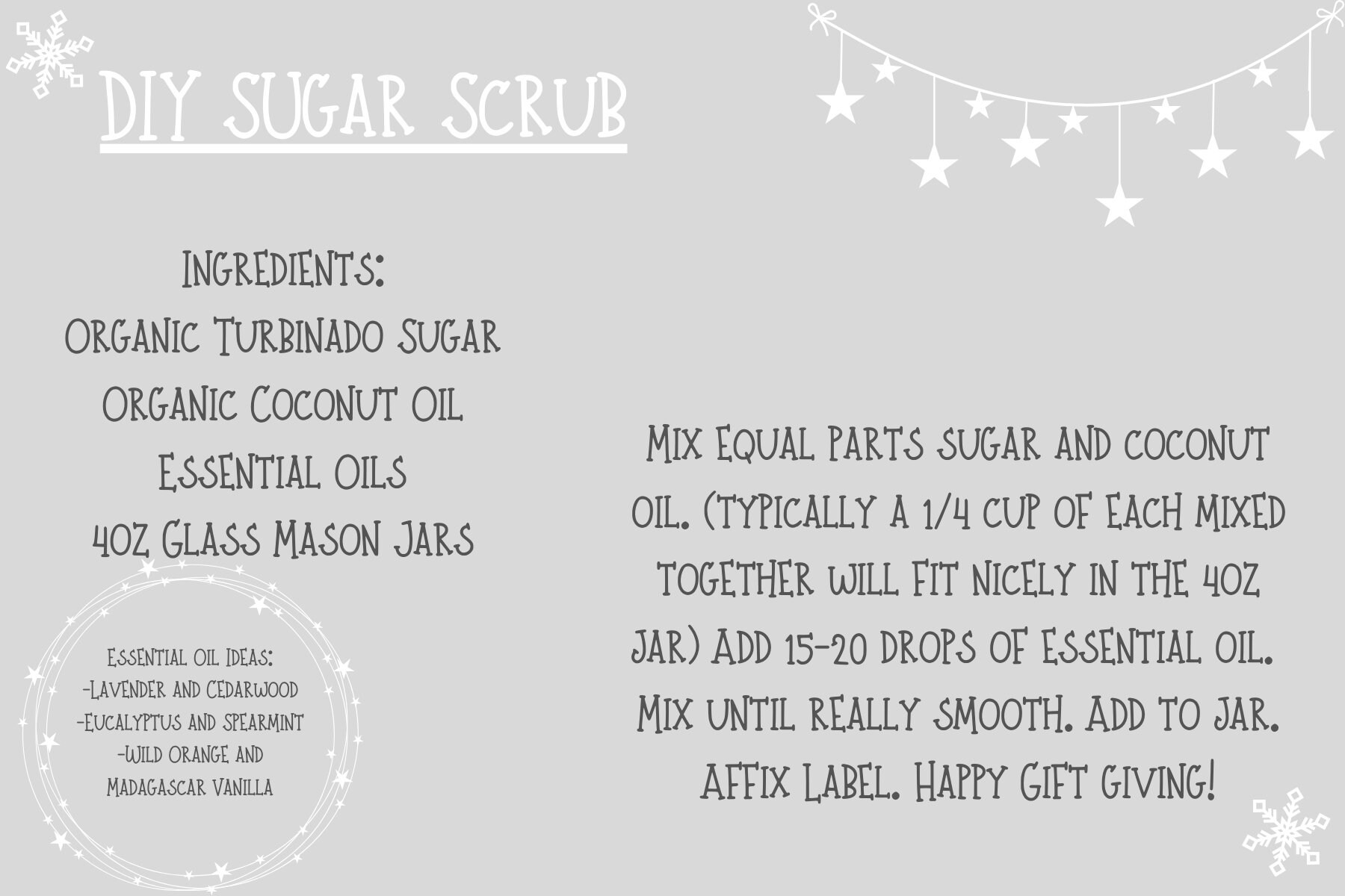 Holiday DIY Sugar Scrub Labels and Recipe Card - Etsy