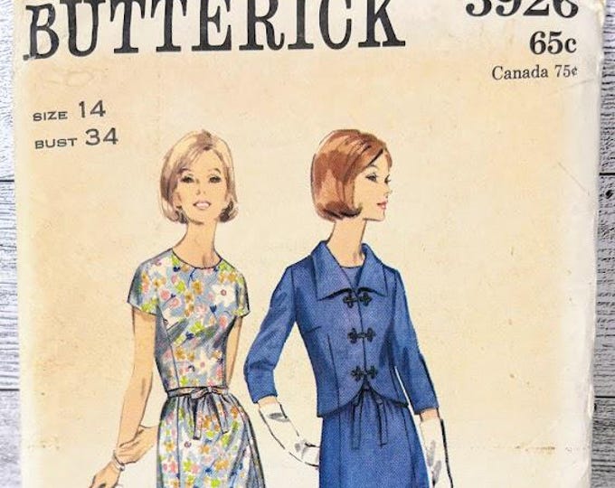 Vintage 60's Butterick Sewing Pattern No. 3926 - Misses' Dress and ...