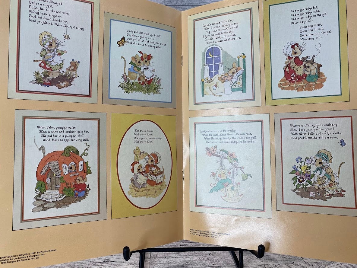 Vintage 1983 A Merry Mouse Book of Nursery Rhymes Counted Cross Stitch ...