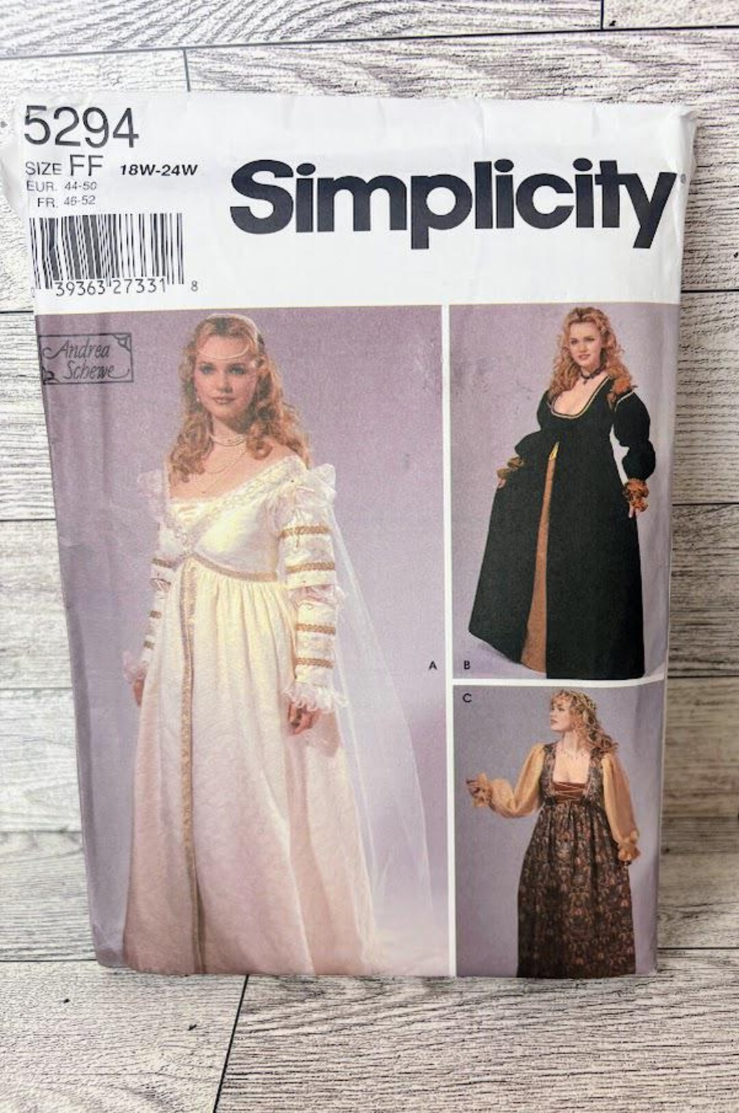 2003 Simplicity Costume Sewing Pattern No. 5294 - Medieval Women's ...