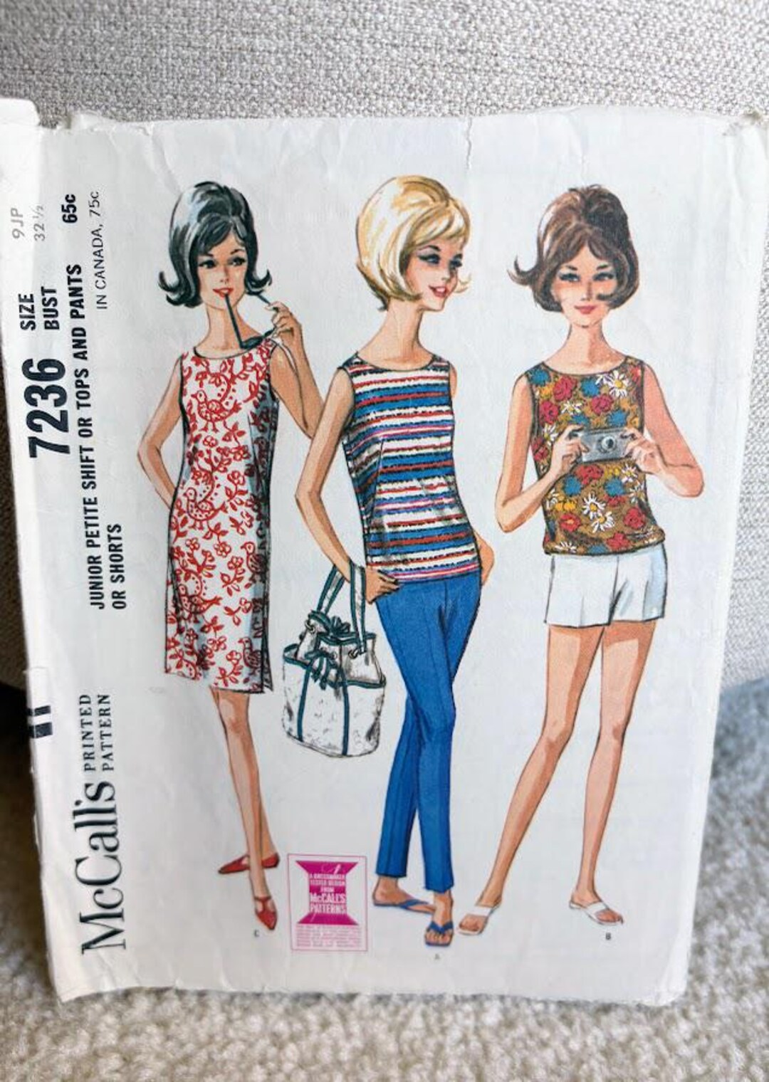Vintage 1964 Mccall's Sewing Pattern No. 7236 - Misses Tops and Pants ...
