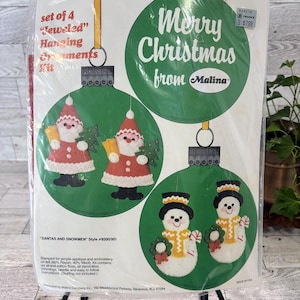 Vintage Holiday Felt Ornament Kit - #8200/001 Santas and Snowmen - Etsy