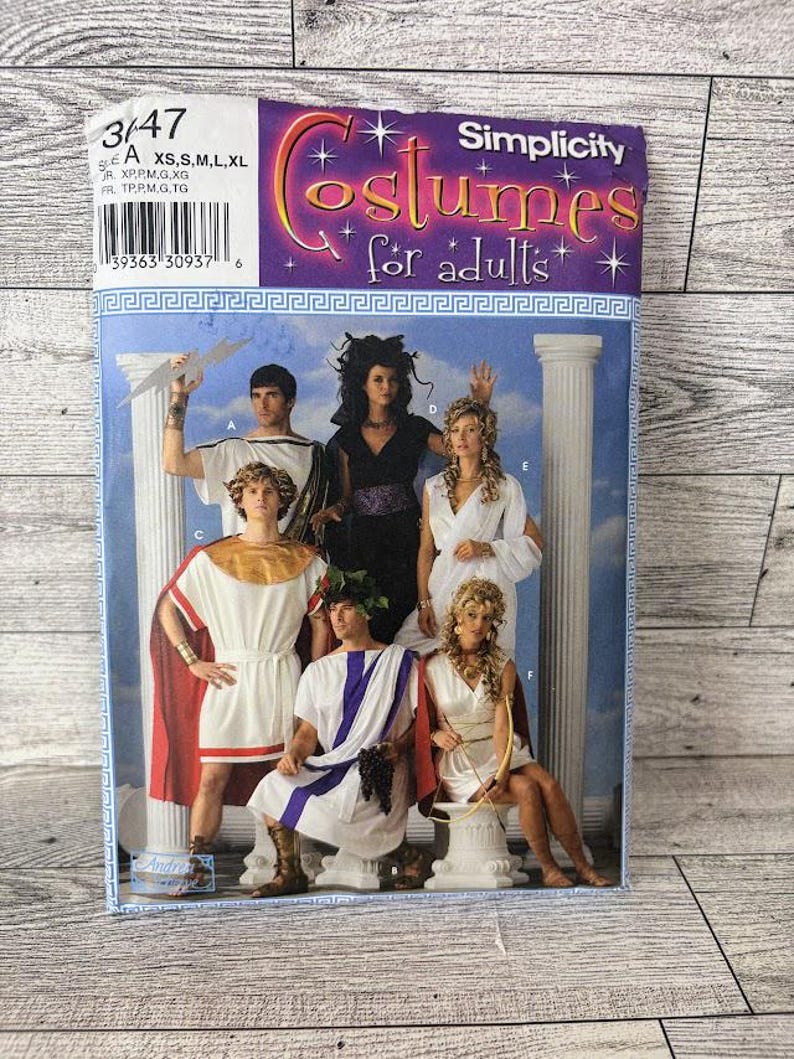 Simplicity Costume Sewing Pattern No. 3647 Greek Toga Costumes, Misses ...