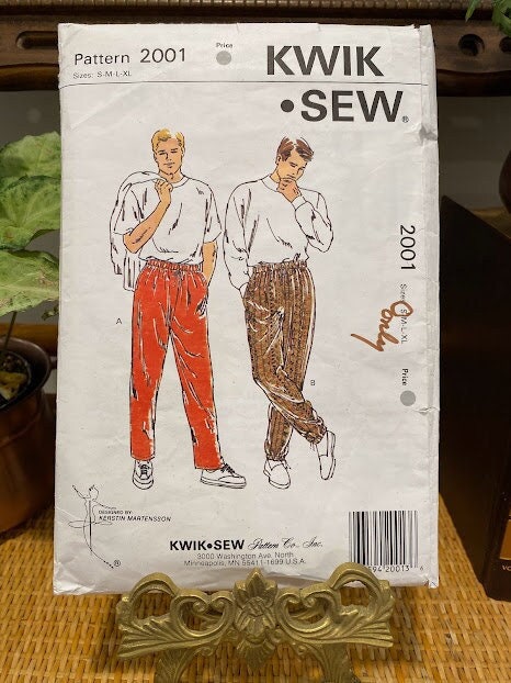 Vintage 1990 Kwik Sew Sewing Pattern No. 2001 Men's Pants Sizes S-M-L ...