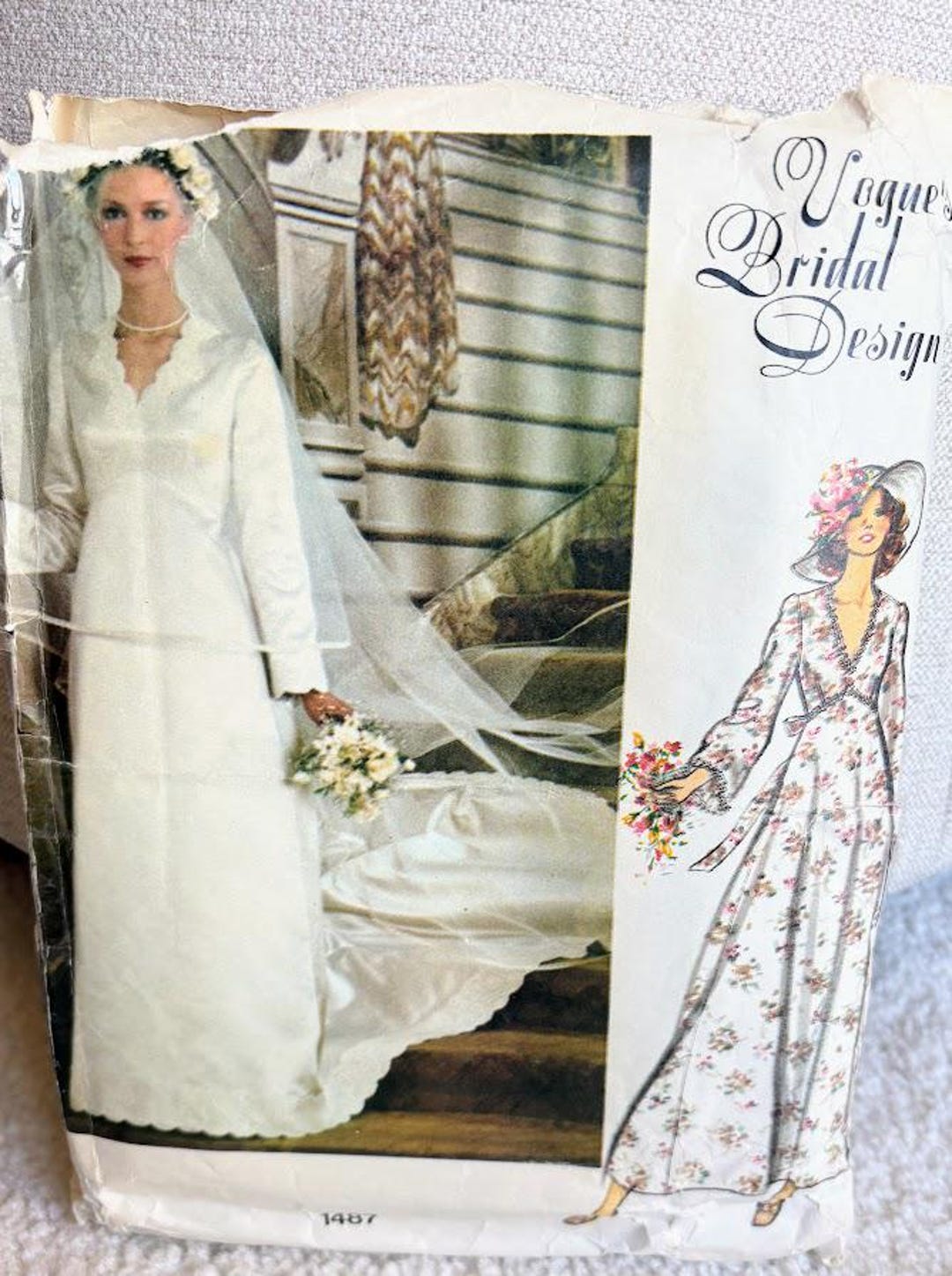 1978 Vogue Bridal Design Sewing Pattern No. 1487 - Misses' Bridal Dress ...