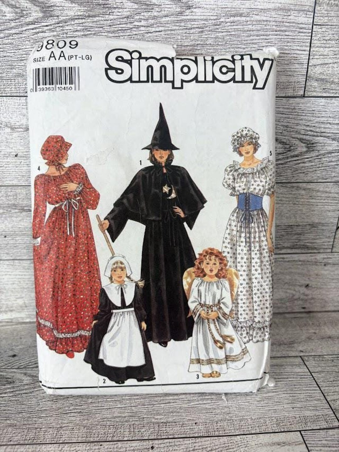 Vintage Simplicity Costume Sewing Pattern No. 9809 - Pilgrim, Colonial ...