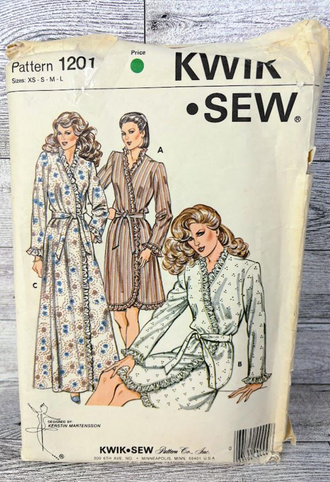 Vintage Kwik Sew Sewing Pattern No. 1201 - Misses' Wrap Robe in Two ...