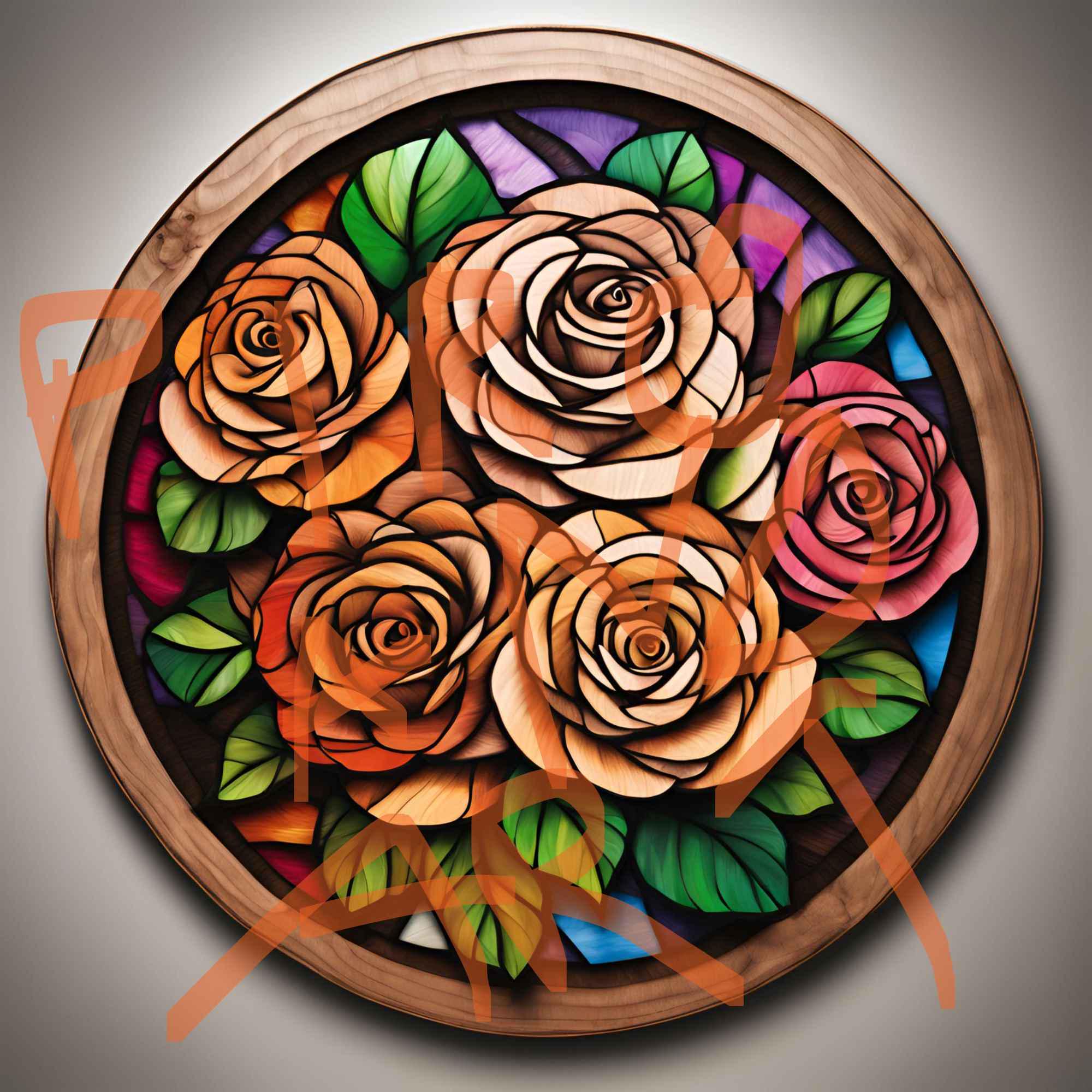 Roses Stained Glass, Graffiti With Elements of Pyrography 3D Effect - Etsy