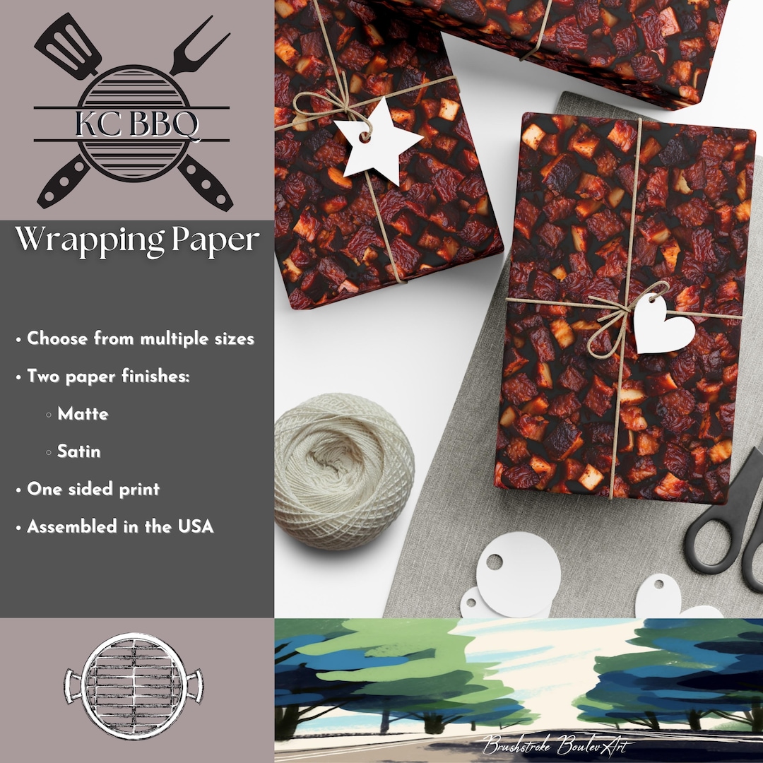 KC BBQ Burnt Ends Wrapping Paper - Grill Master Gift Wrap - Etsy