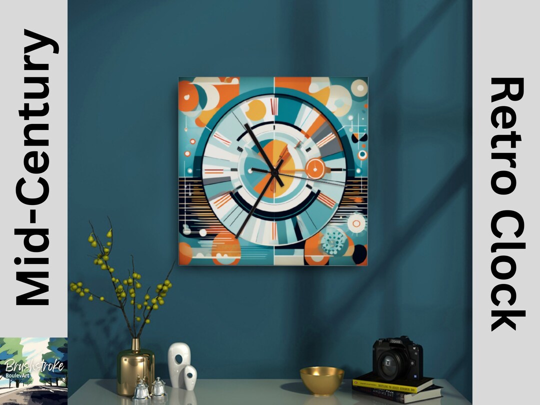 Mid-century Modern Wall Clock Gift for Her Retro Clock Decor Wall Art ...