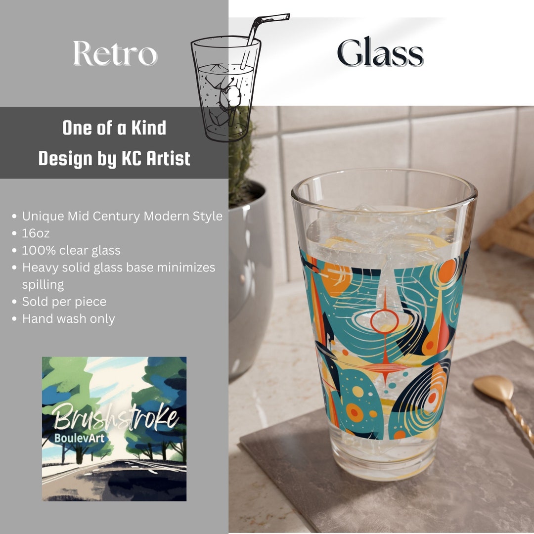 Retro Abstract Pint Glass: Mid Century Modern Cocktail Drinkware - Etsy