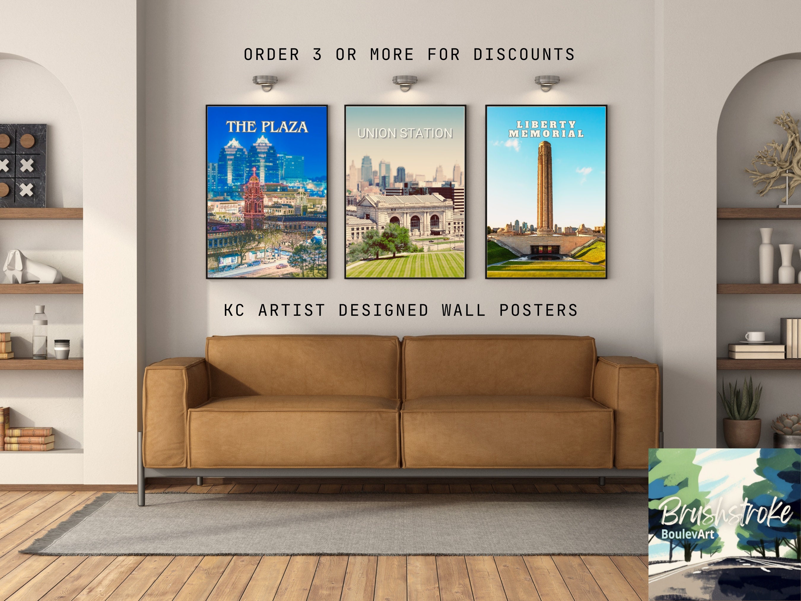 Travel Poster of Kansas City Landmarks Gift for Home Art Print Vintage ...