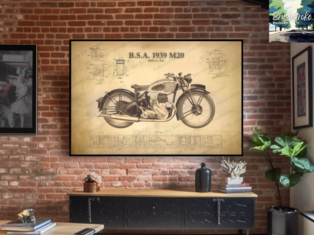 BSA M20 Motorcycle Art Print Motorcycle Lover Art BSA Art Print Gift ...