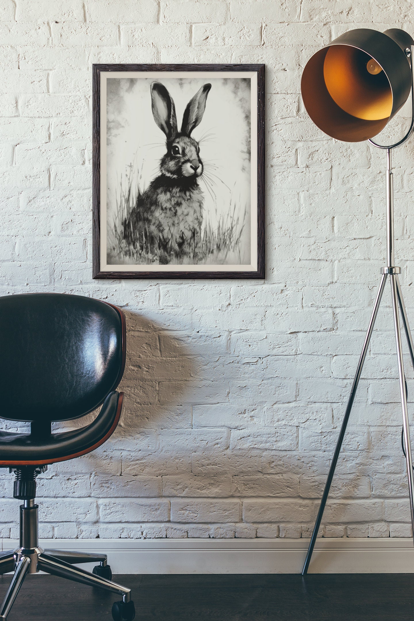 Rabbit Drawing Printable Bunny Drawing Rabbit Wall Art Rabbit Print ...