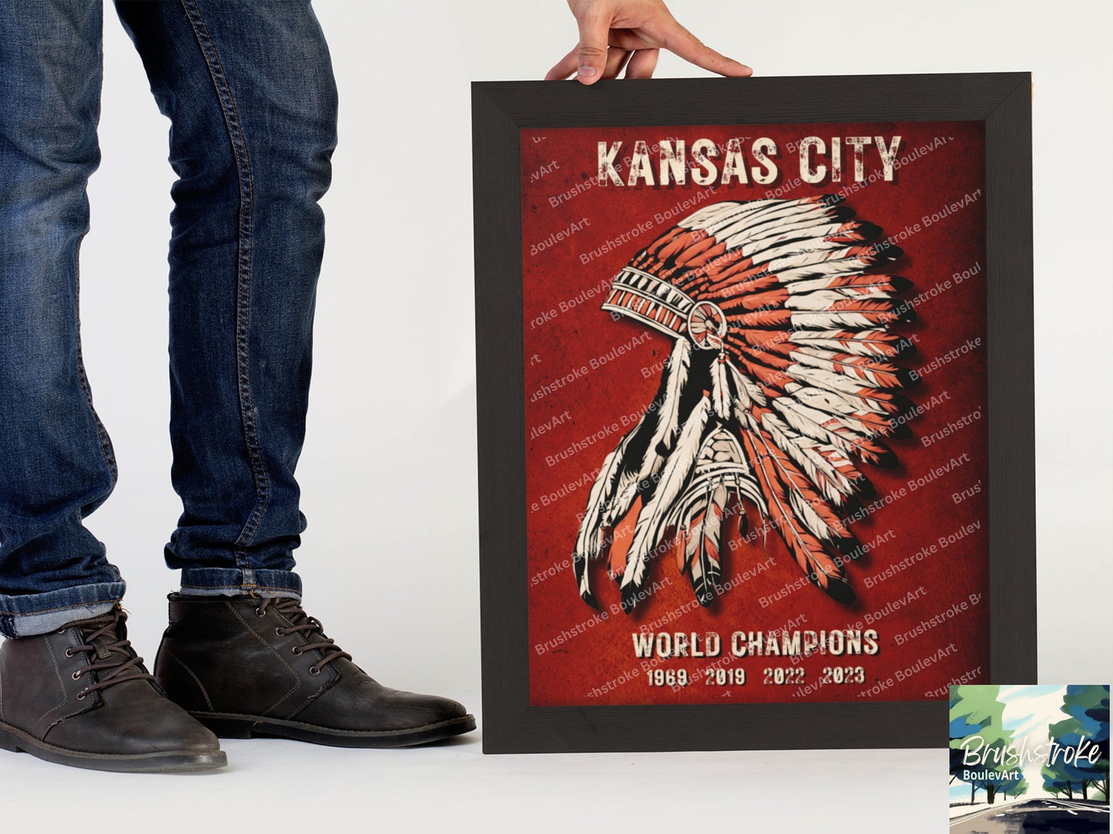 Kansas City Chiefs Art Print, Vintage Indian Headdress, KC Local Artist ...