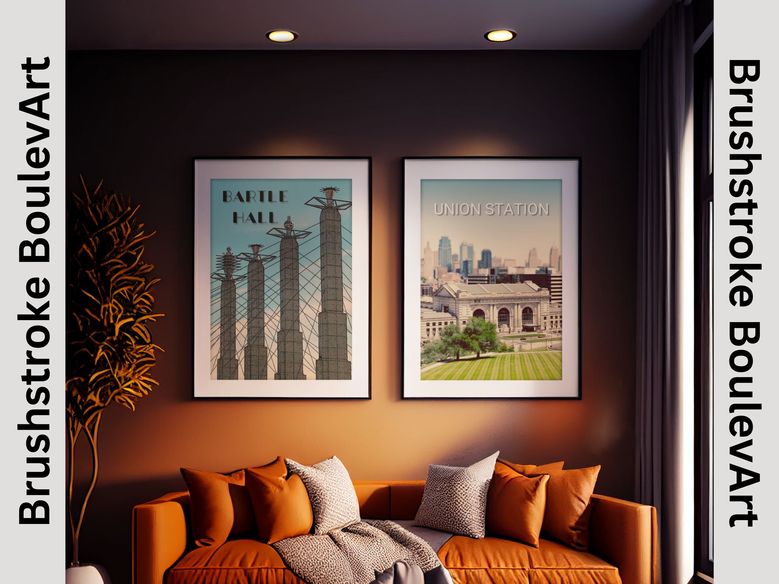 Travel Poster of Kansas City Landmarks Gift for Home Art Print Vintage ...