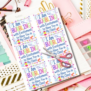 Bubbling With Excitement Open House Gift Tag, School Open House Gift ...