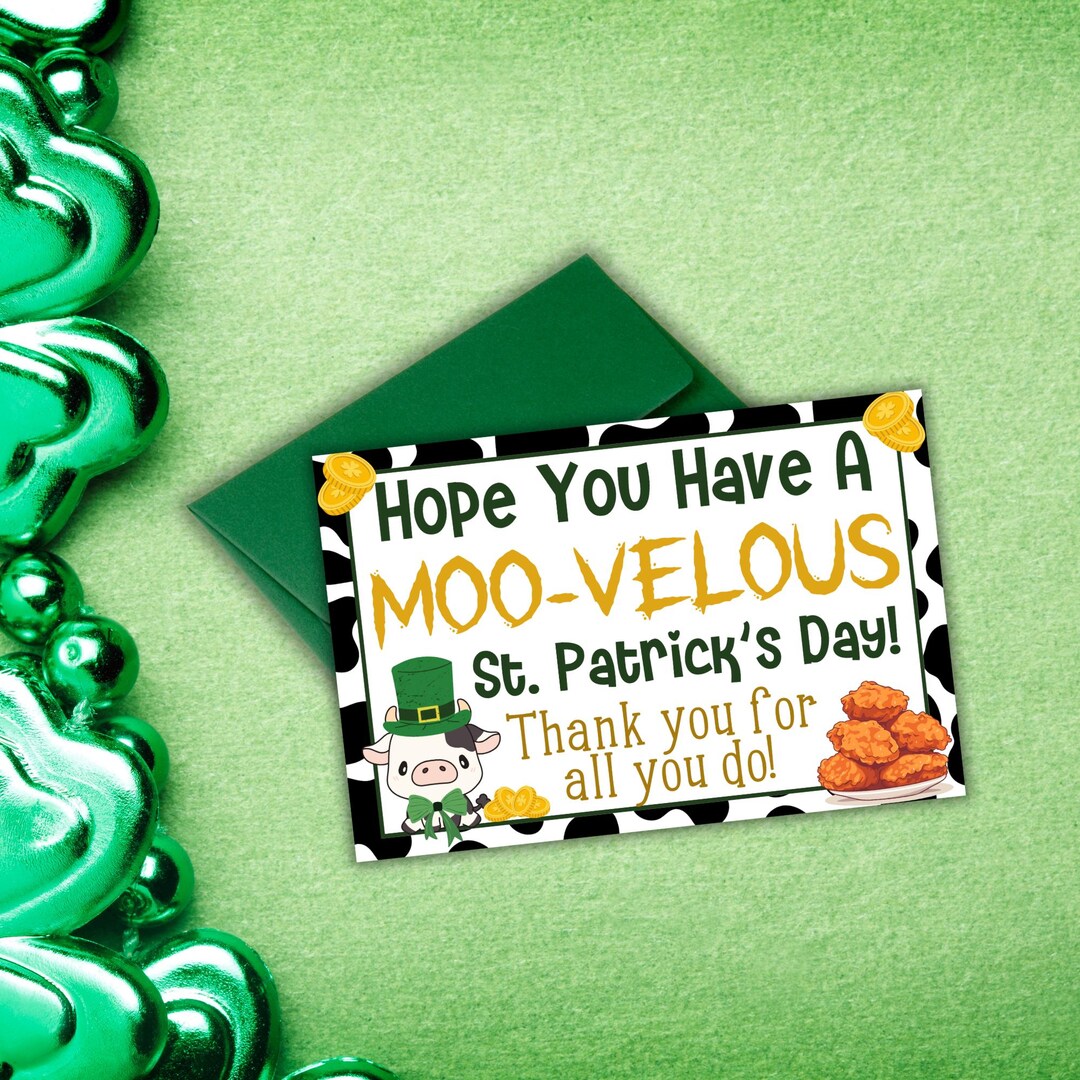 Hope You Have a Moovelous St. Patrick's Day, Thank You Tag, Chick-fil-a ...