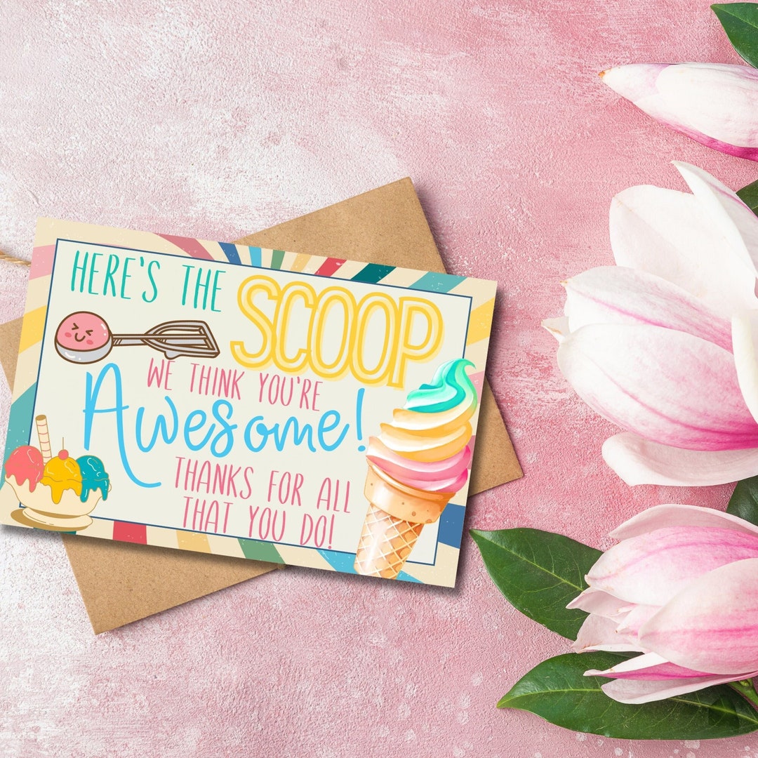Ice Cream Thank You Gift Tag: Teacher & Employee Appreciation (PDF) - Etsy