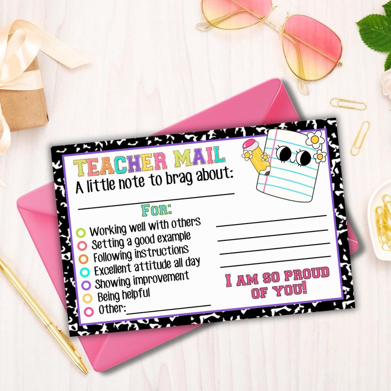 Teacher Mail Card: Good Behavior Brag Note (PDF Files) - Etsy