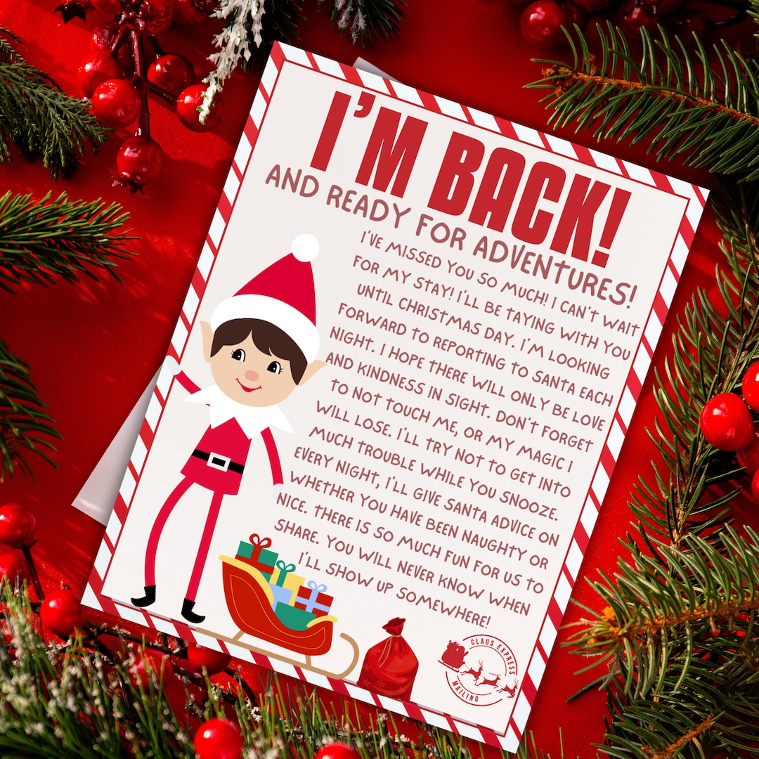 I'm Back Elf on the Shelf Letter From Elf on the Shelf - Etsy