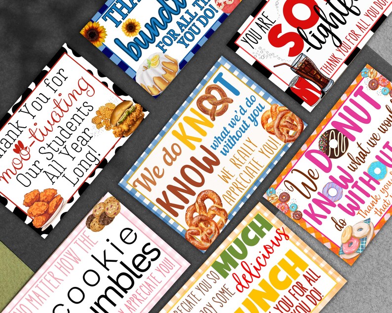 Appreciation Food Tags Bundle: Printable Employee Gift Tags (PDF) - Etsy