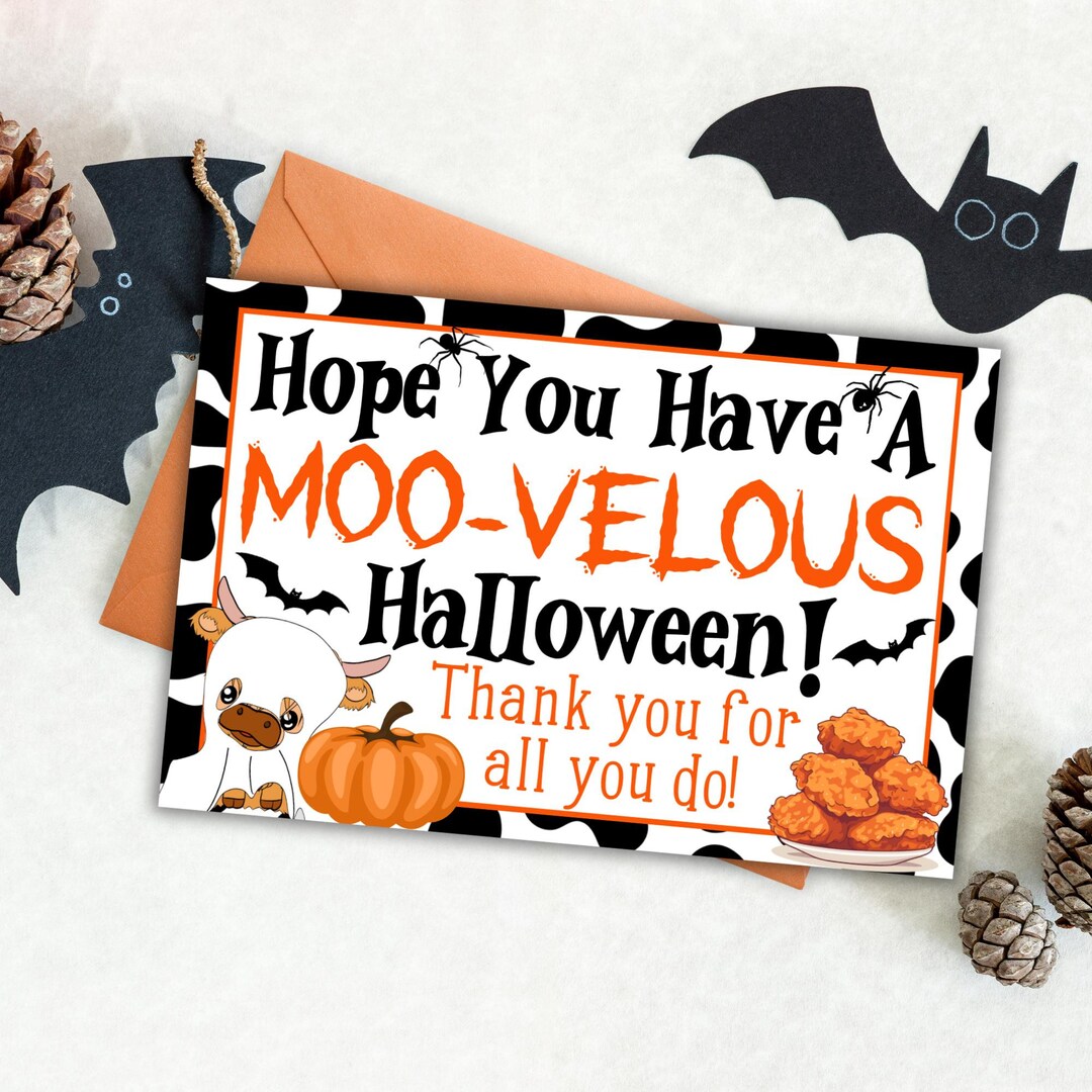 Have A Moo-velous Halloween, Halloween Gift Tag, Thank You Tag, Staff ...