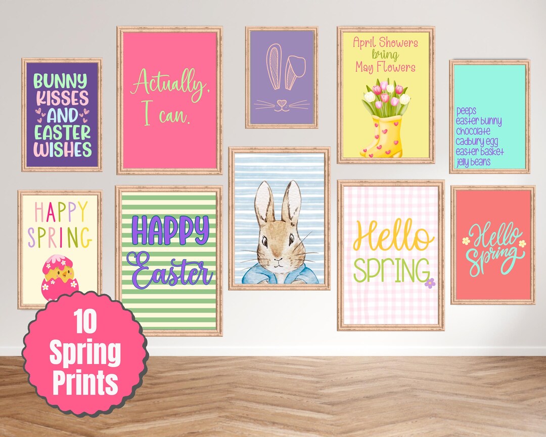 Spring Art Prints Bundle, Printable Wall Art, Digital Wall Art, Easter ...