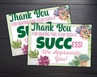 Teacher Appreciation Gift - Succulent Tag Printable - Staff Thank You ...