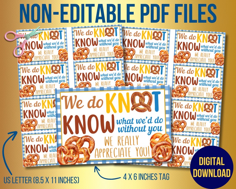 Do Knot Know Pretzel Teacher Appreciation Gift Tags Printable | Food ...