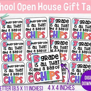Bag of Chips Open House Gift Tags: Printable Elementary School Tag (PDF ...