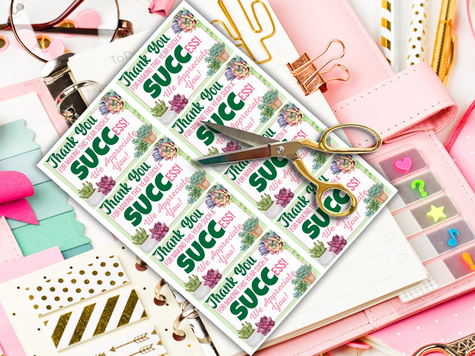 Thank You for Making This Year for Such A Success, Succulent Gift Tag ...