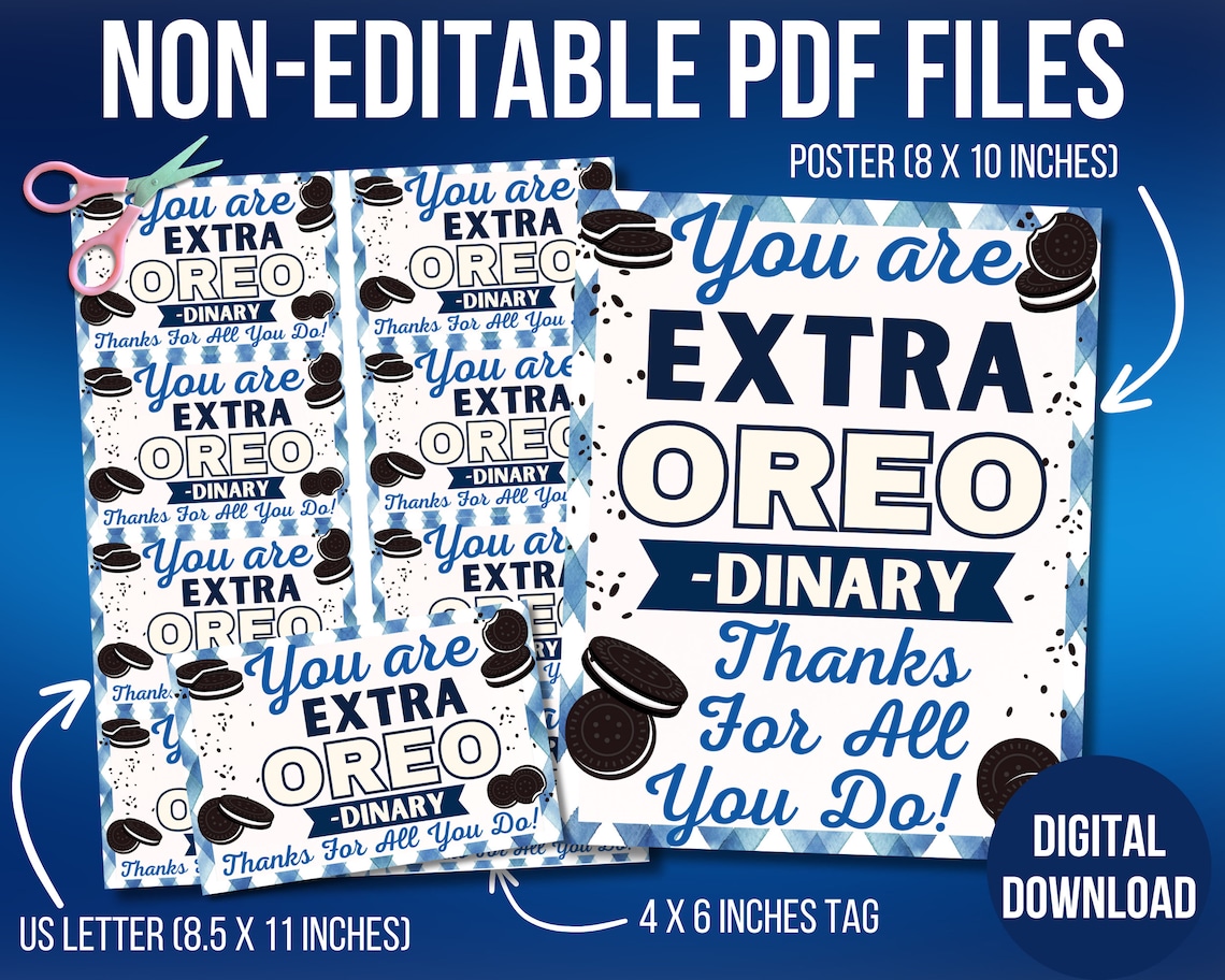 You Are Extra Oreo-dinary, Oreo Cookie Tag, Thank You Tag, Staff ...