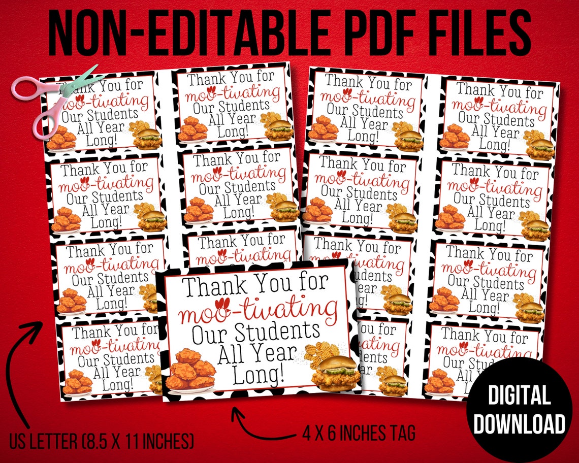 Thank You for Moo-tivating Our Students, Teacher Appreciation Tag ...