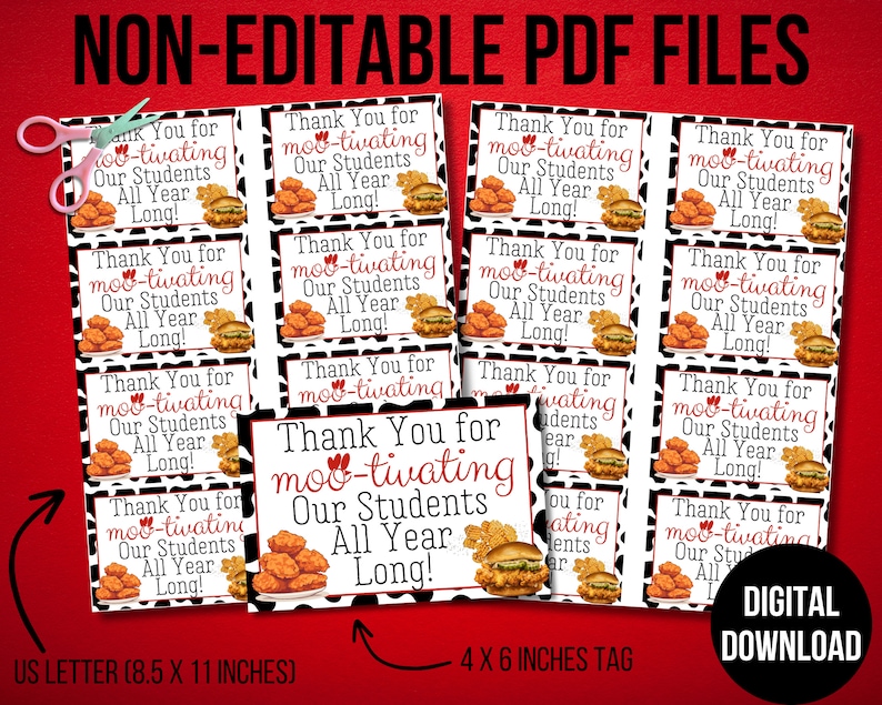 Thank You for Moo-tivating Our Students, Teacher Appreciation Tag ...