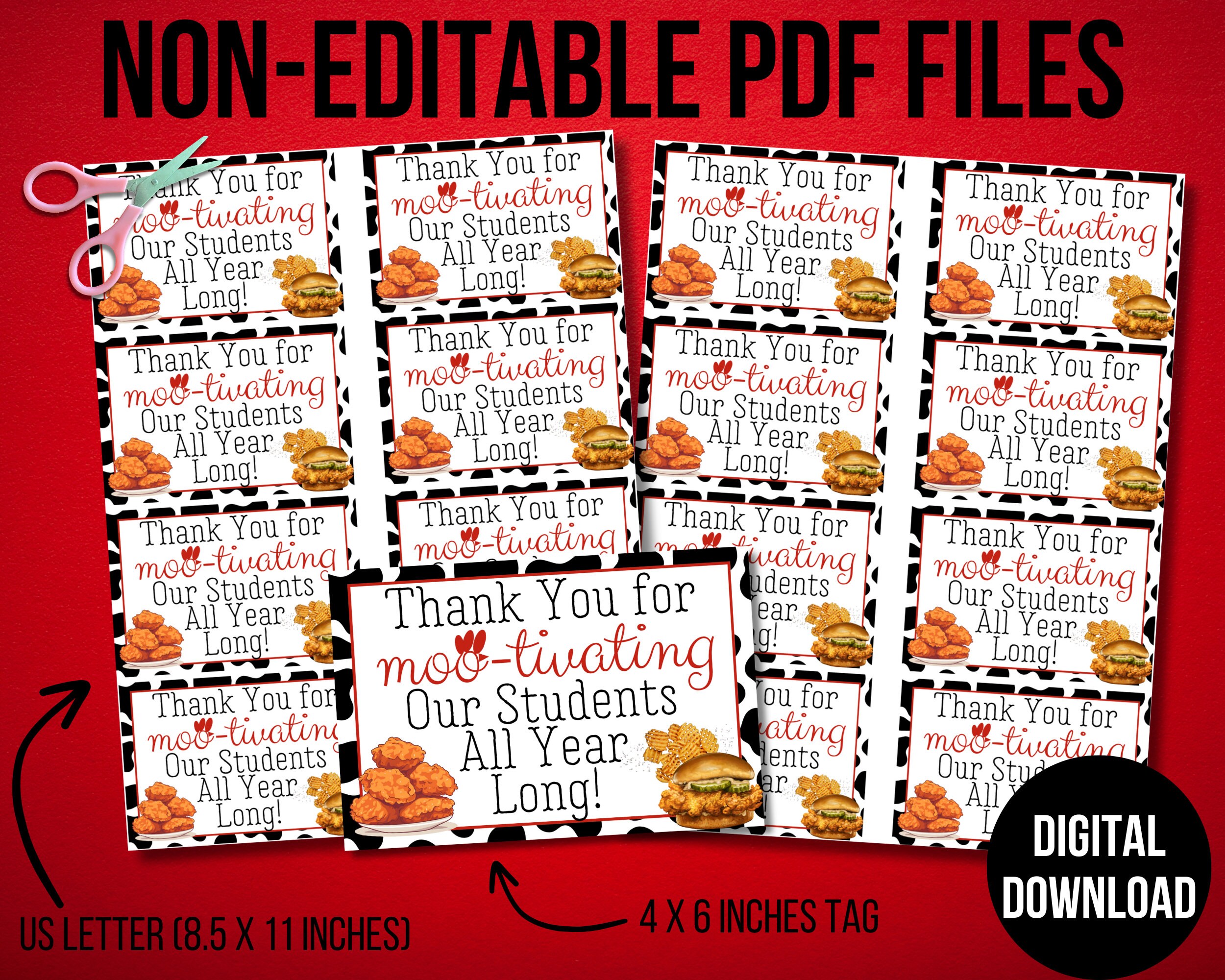 Thank You for Moo-tivating Our Students, Teacher Appreciation Tag ...