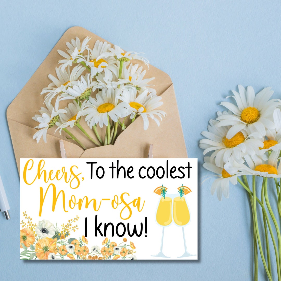 Cheers to the Coolest Mom-osa I Know, Happy Mothers Day Tag, Mimosa Tag ...