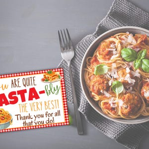 Pasta-bly the Best Teacher Appreciation Gift Tags Printable | Food Pun ...