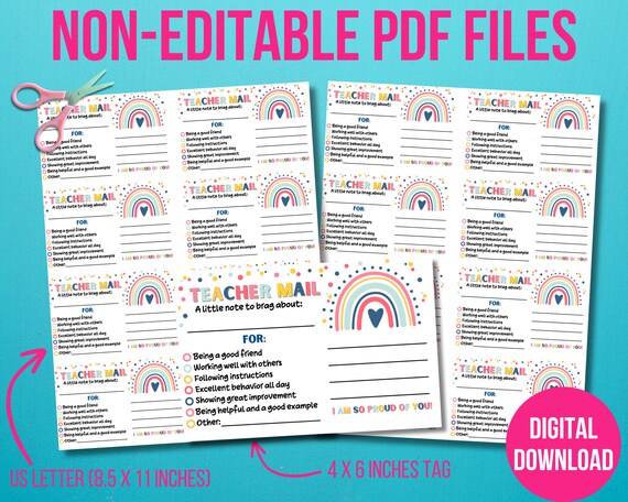 Student Teacher Essentials 50 Notes To Parents - Boho Happy Mail Brag ...