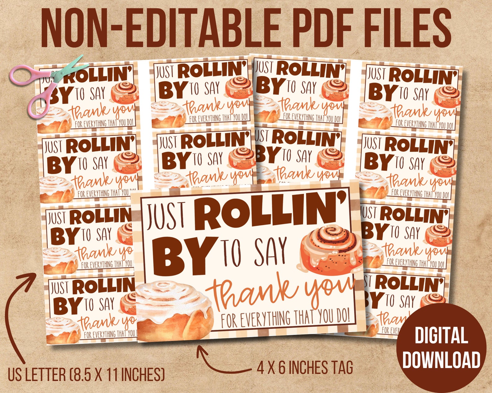 Cinnamon Rolls Thank You Gift Tag: Staff/teacher Appreciation (PDF) - Etsy