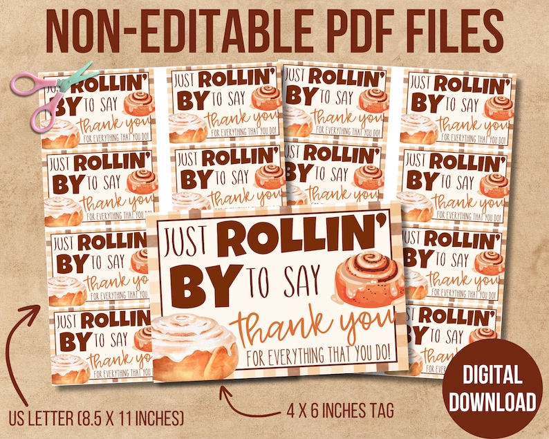 Cinnamon Rolls Thank You Gift Tag: Staff/teacher Appreciation (PDF) - Etsy