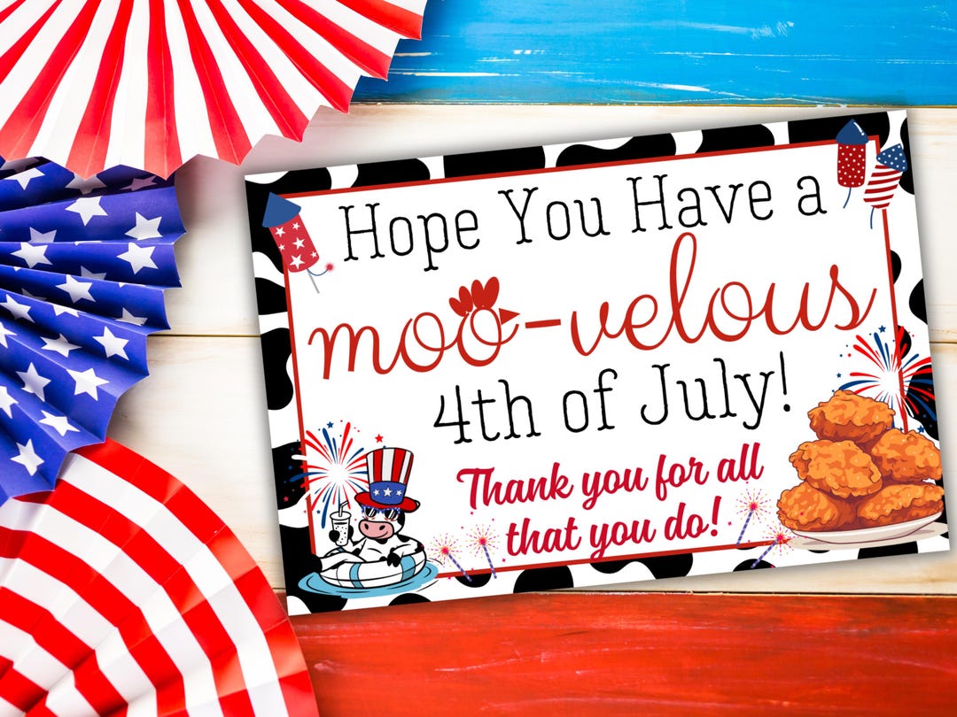 Have a Moovelous Fourth of July Gift Tag, Chick-fil-a Gift Card Tag ...