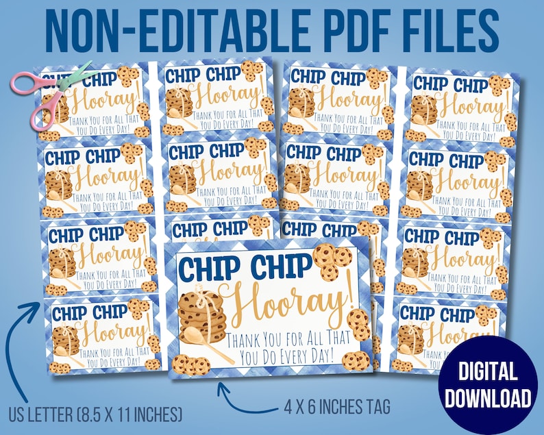 Chip Chip Hooray Thank You Card, Teacher Appreciation, Chocolate Chips ...